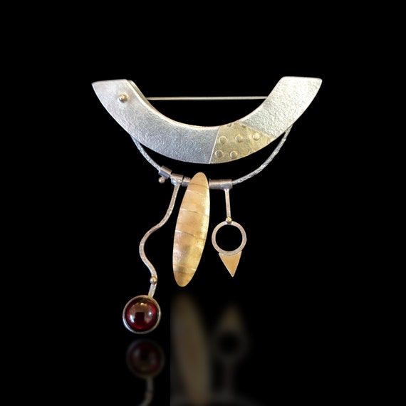 Rare SYDNEY LYNCH 22K and Sterling Silver Garnet Modernist | Etsy