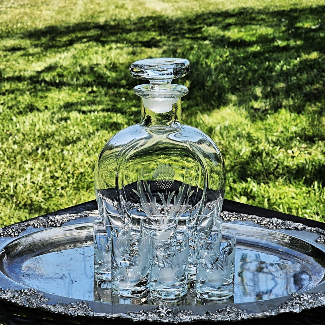 Set of 6 Crystal Etched Cornflower Crystal Shot Vintage Glasses - Etsy