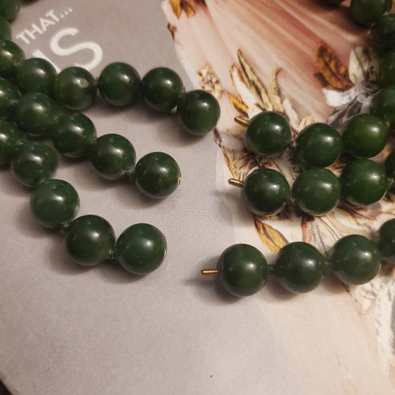 Stunning 14k Nephrite Jade Bead 3 Strand Asian Motif … - Gem