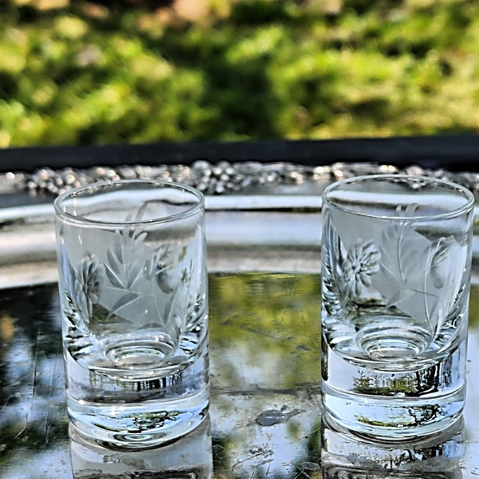 Set of 6 Crystal Etched Cornflower Crystal Shot Vintage Glasses - Etsy