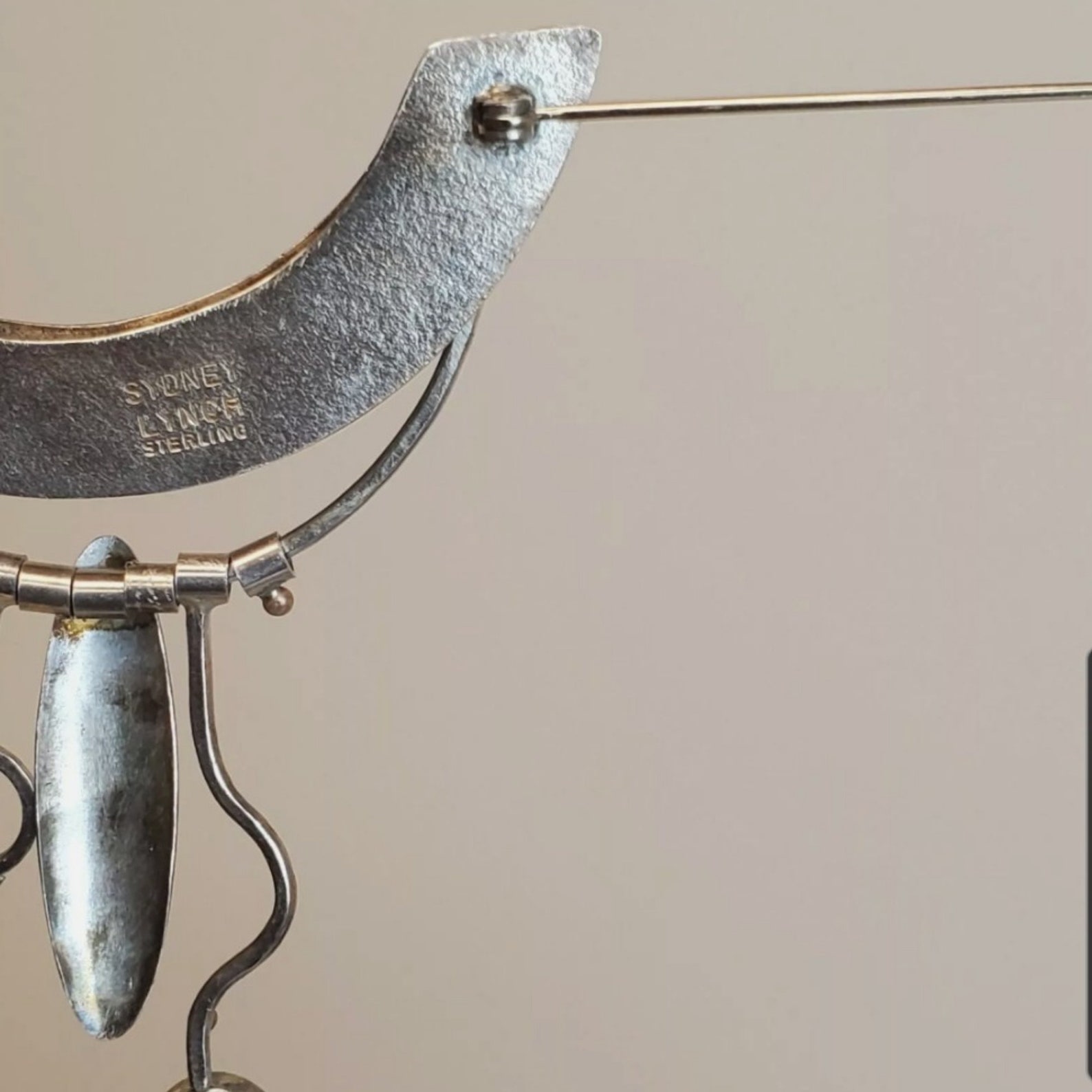 Rare SYDNEY LYNCH 22K and Sterling Silver Garnet Modernist Brooch Pin ...