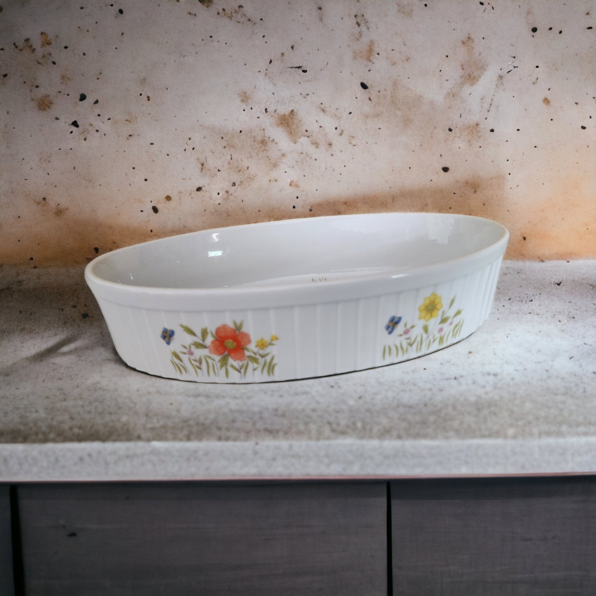 Exquisite ANDREA SADEK Country Flowers Casserole Vintage Baking Dishes ...
