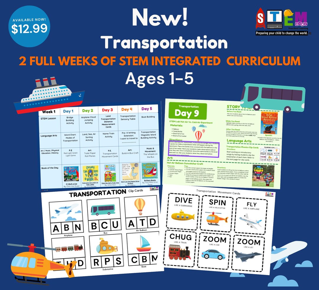 STEM Early Childhood Education Curriculum - Ages 2-3's - Transportation ...