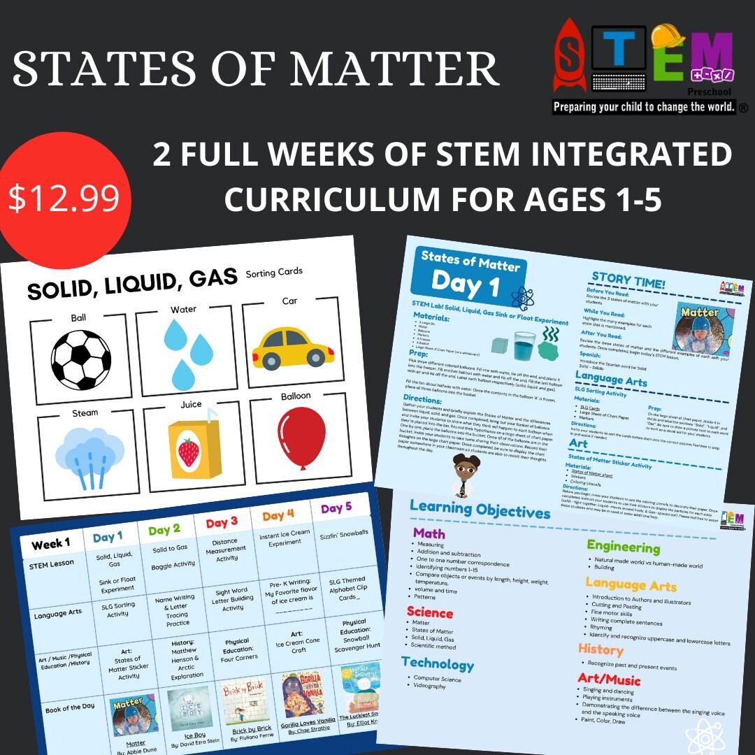 STEM Early Childhood Education Curriculum - States of Matter Curriculum ...