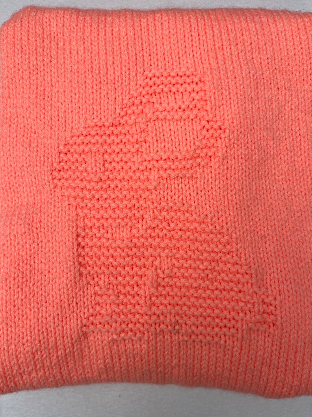 Baby Blanket, Bunny Rabbit Blanket in Peach Yarn, Hand Knitted Baby ...