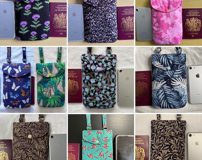 Handmade Fabric Cell Phone Purse Double Pouch Crossbody Bag With ...