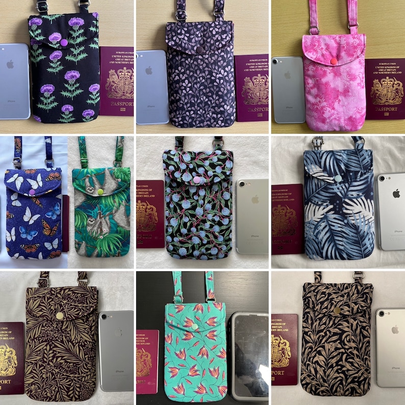 Phone Bag, Handmade Crossbody Smartphone Bag, Passport Bag, Adjustable ...