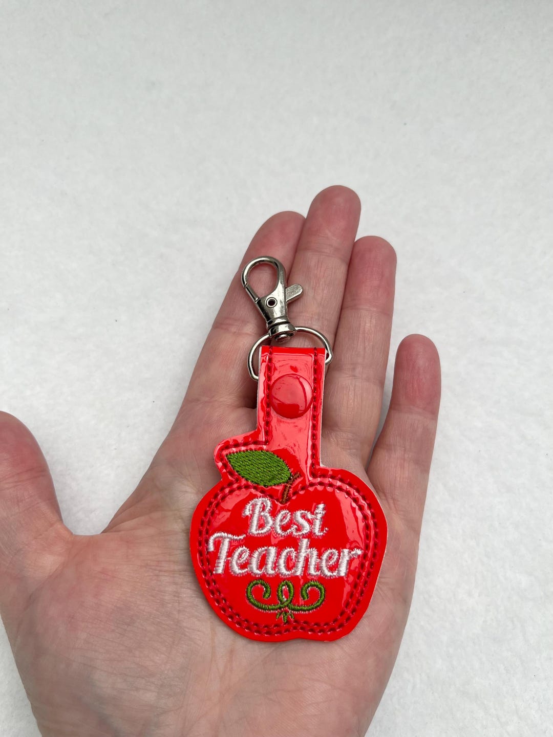 Best Teacher Key Fob, Best Teacher Embroidered Keyring, Teacher Gift ...