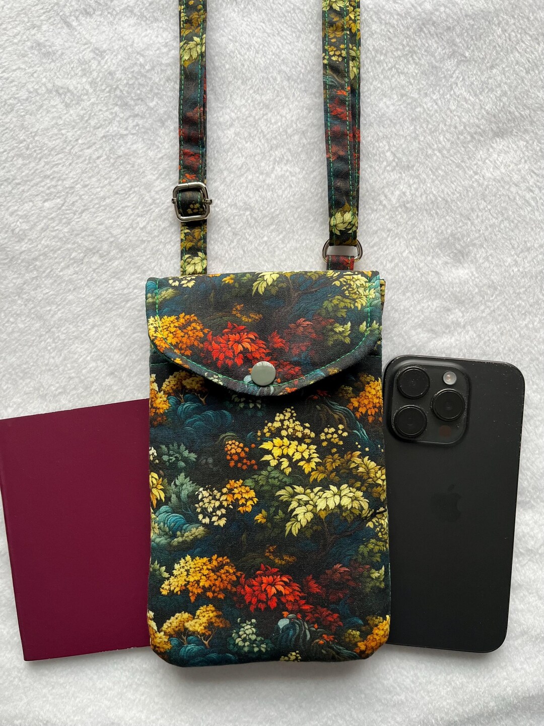 Mobile Phone Bag, Enchanted Forest, Handmade Crossbody Smartphone Bag ...