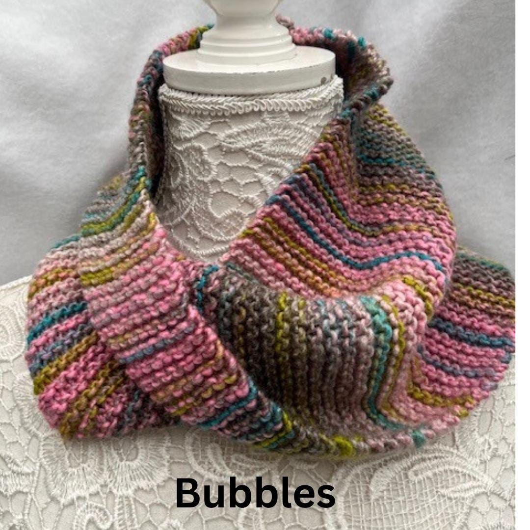 Wooly Infinity Scarf, Handmade Cowl, Knitted Cowl, Colourful Snood ...
