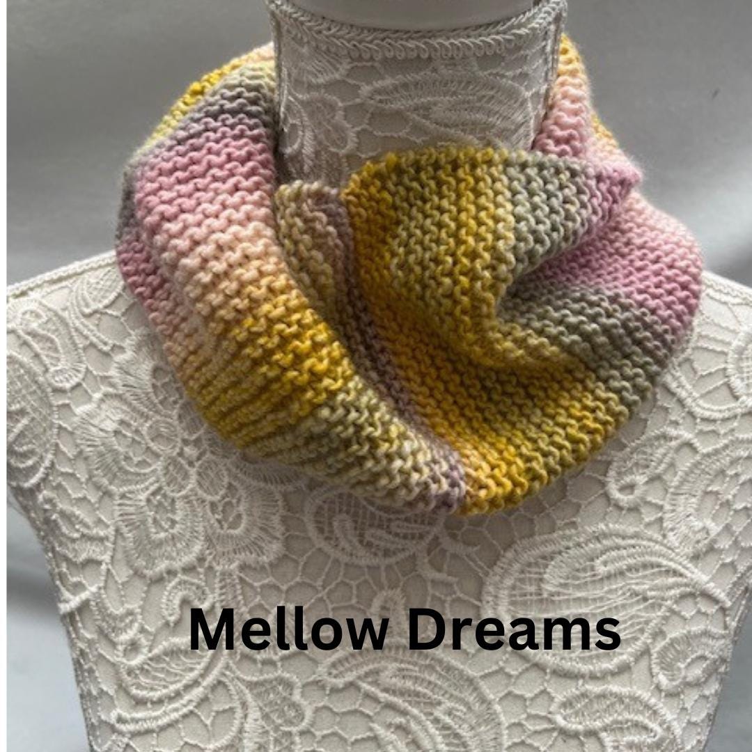 Wooly Infinity Scarf, Handmade Cowl, Knitted Cowl, Colourful Snood ...