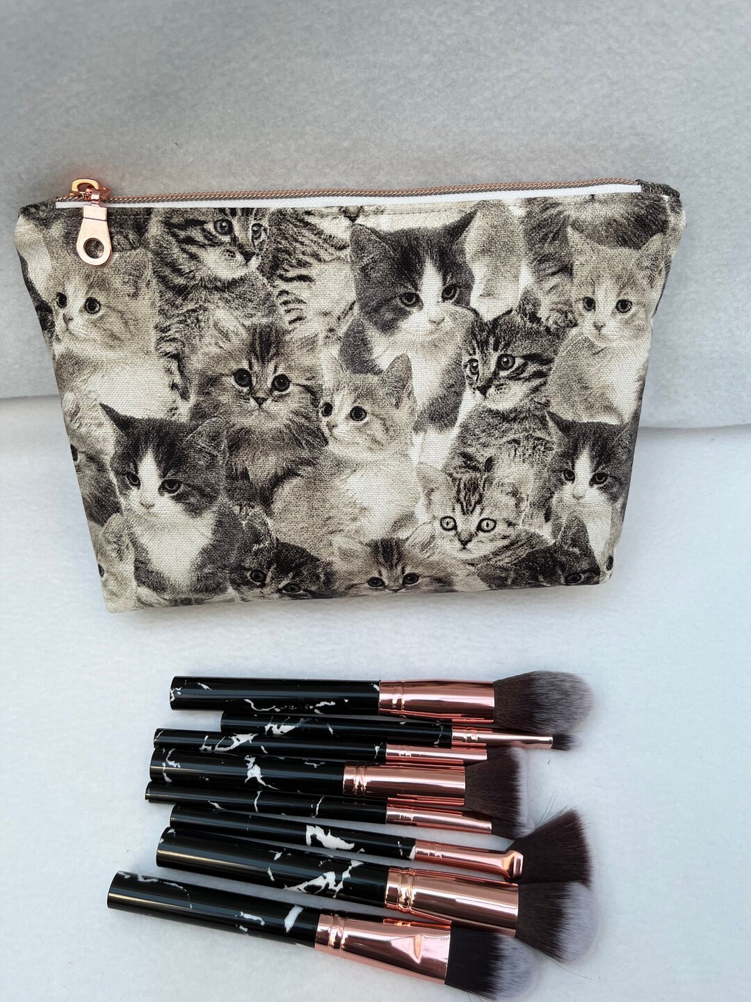 Cats and Kittens Print Makeup Bag: Cotton Linen Cosmetic Pouch - Etsy