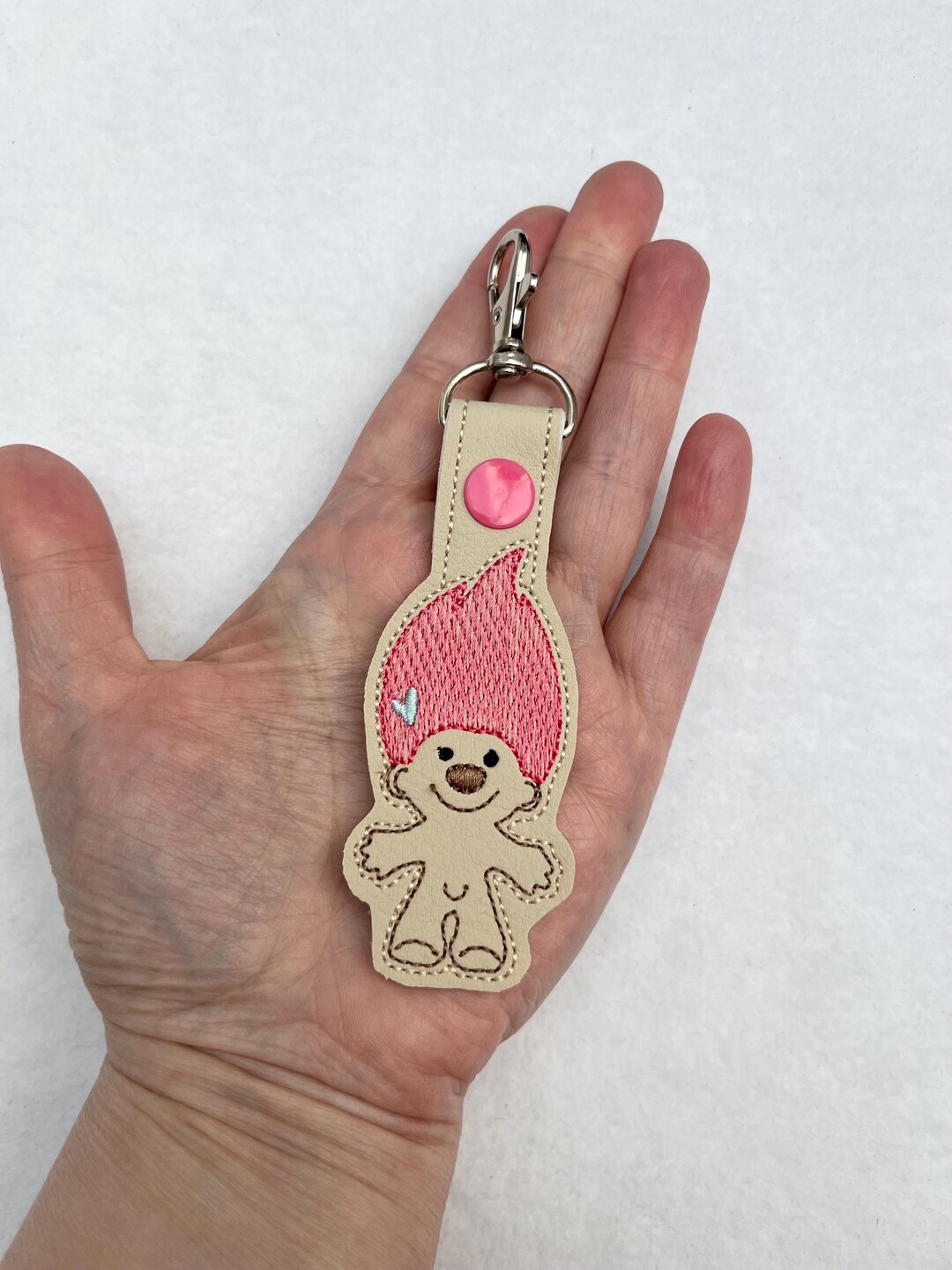 Troll Key Fob, Troll Embroidered Keyring, Fun Troll Keyring, Faux ...
