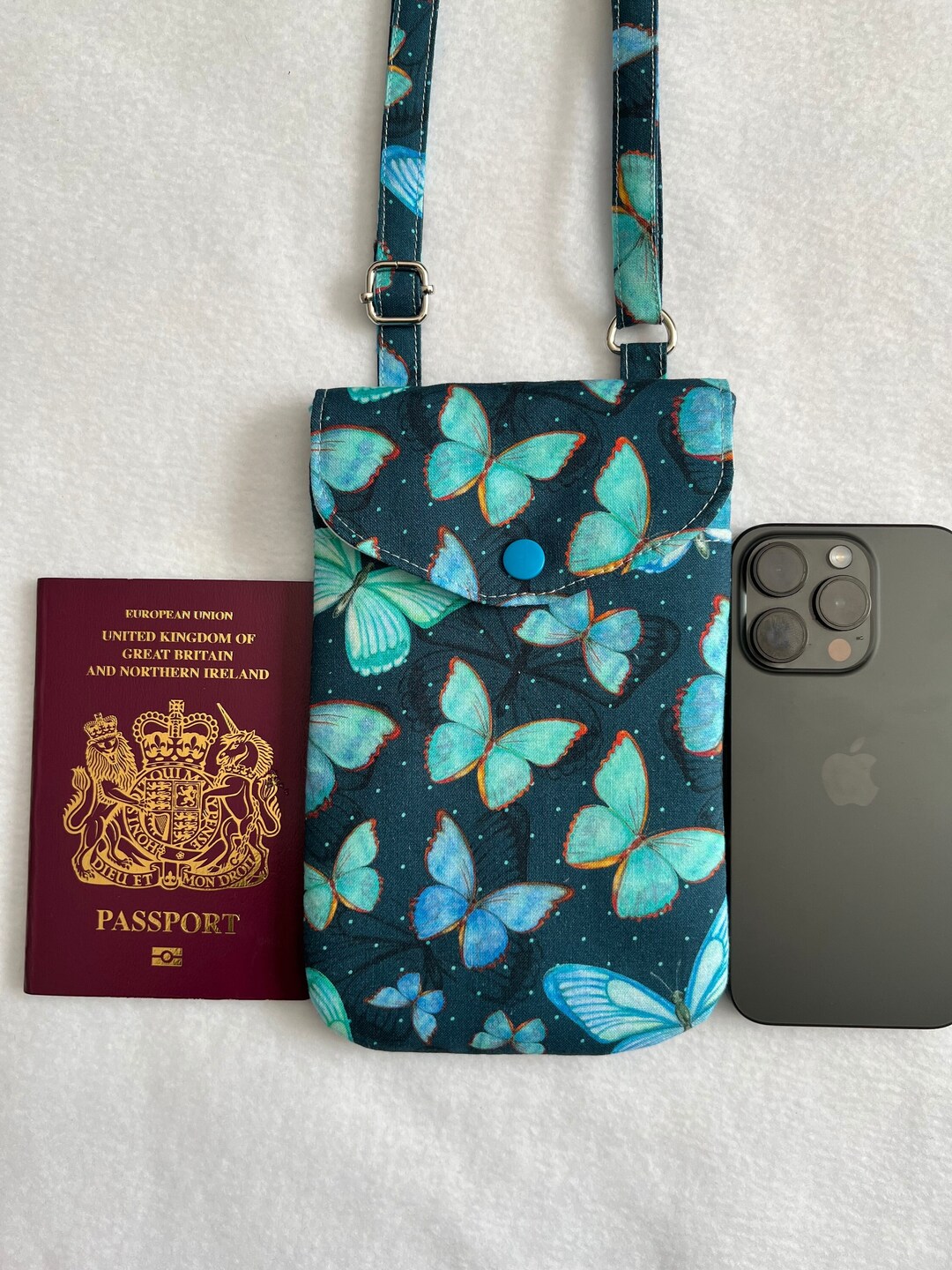 Butterfly Print Phone Bag, Handmade Crossbody Passport Bag - Etsy