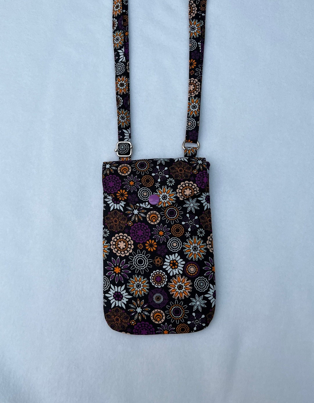 Mobile Phone Bag in Mandala Print, Handmade Crossbody Smartphone Bag ...