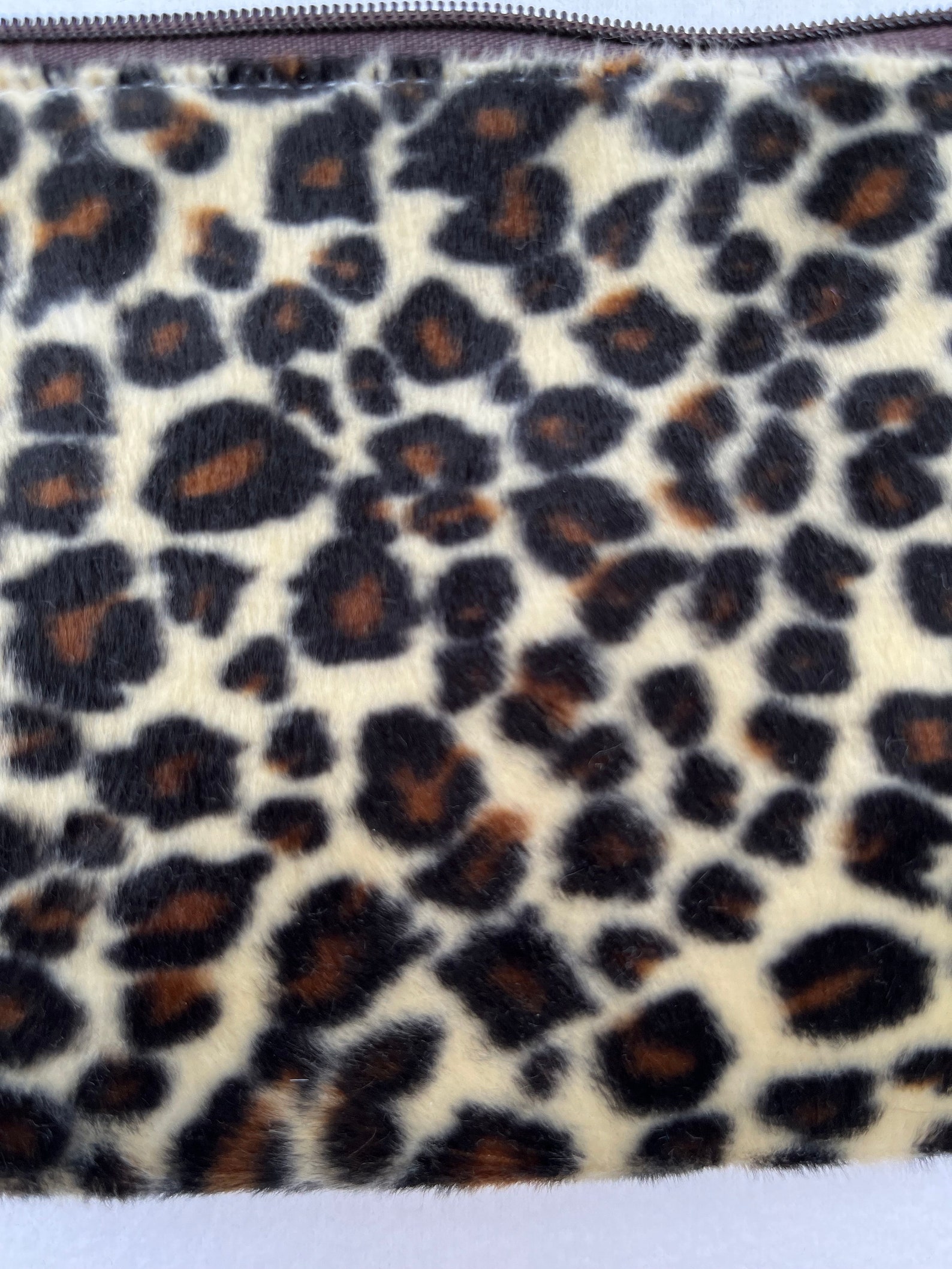 Super Soft Faux Fur Leopard Print Pencil Case Water Resistant Lined ...