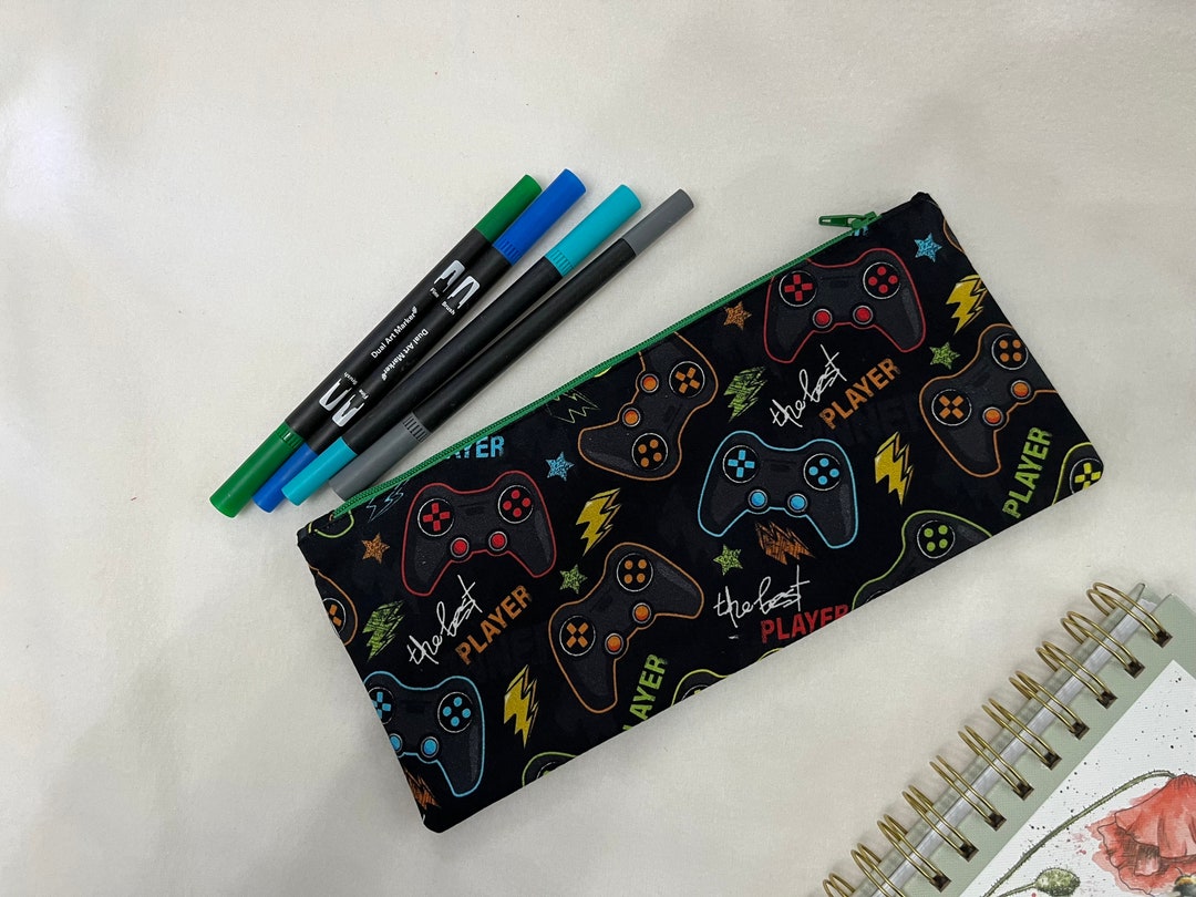 Gamers Fabric Pencil Case, Gaming Controllers Print, Gift for Gamer ...