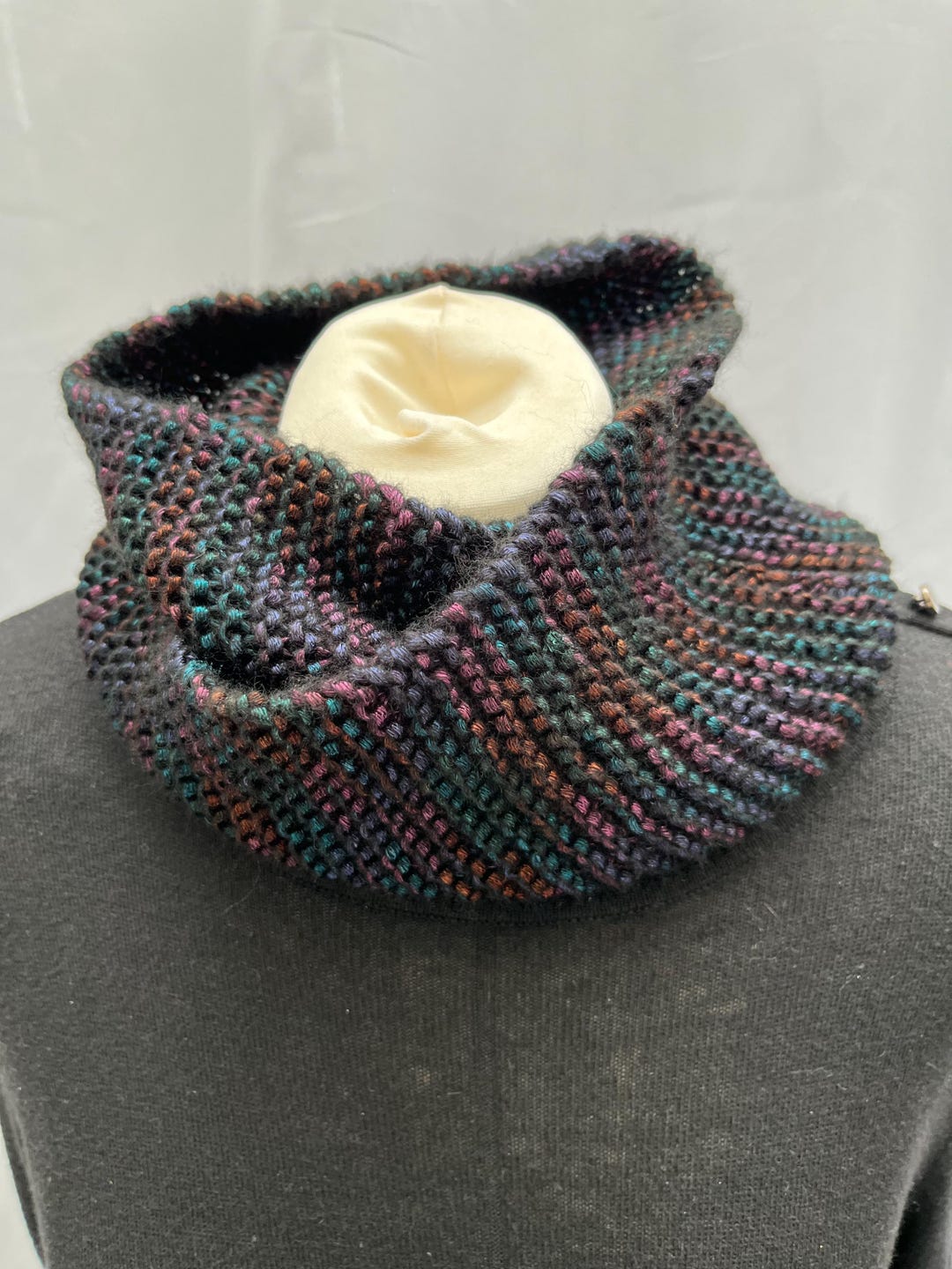 Wooly Infinity Scarf – Handmade Knitted Cowl With Iridescent Shimmer - Etsy