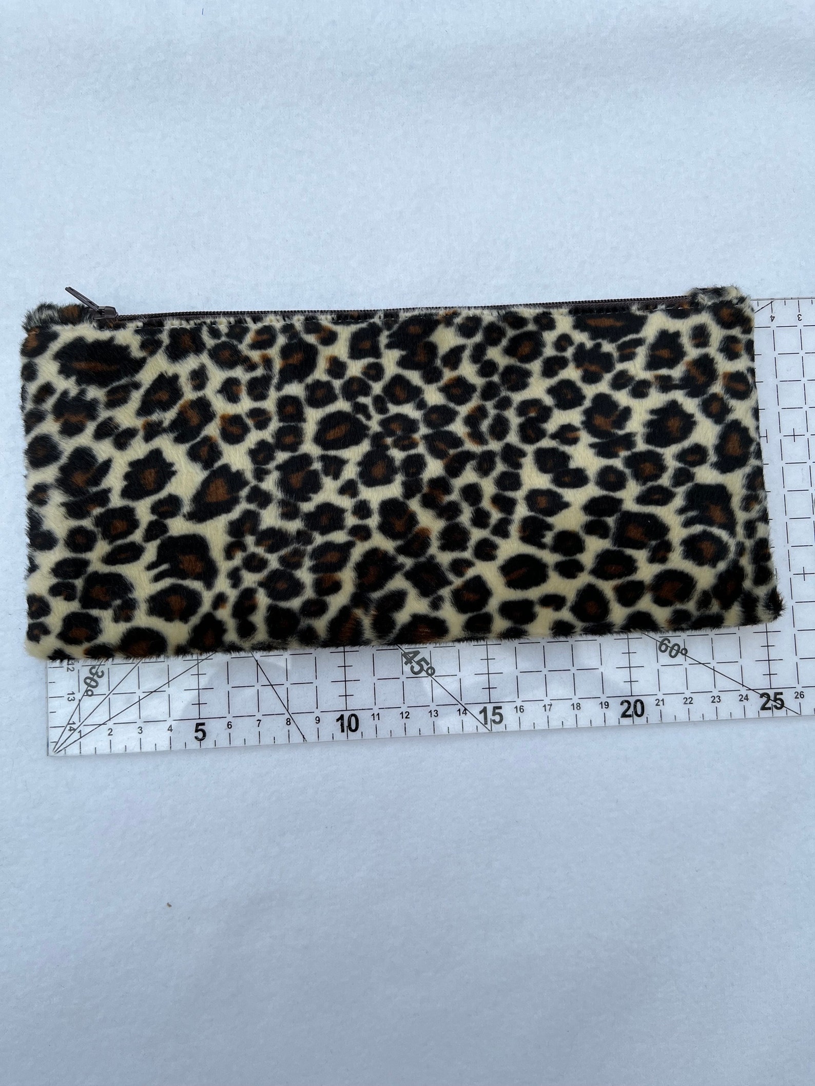 Super Soft Faux Fur Leopard Print Pencil Case Water Resistant Lined ...