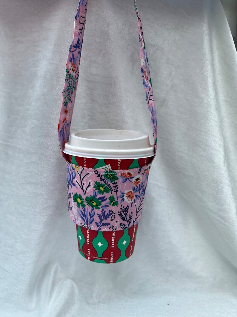 Coffee Cup Carrier, Takeaway Drinks Carrier. Fabric Sling Drinks Cup ...