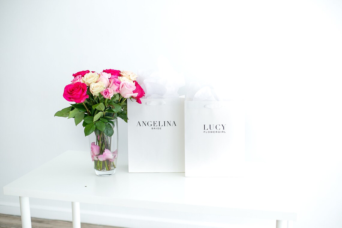 Personalized Wedding Bags White Bride and Bridesmaid Gift - Etsy