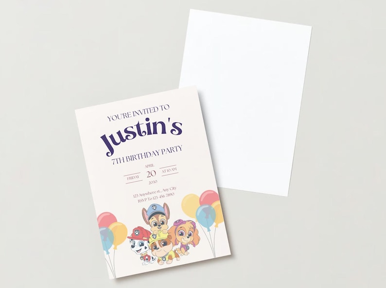 Paw-ty Patrol Birthday Invitation~editable - Etsy