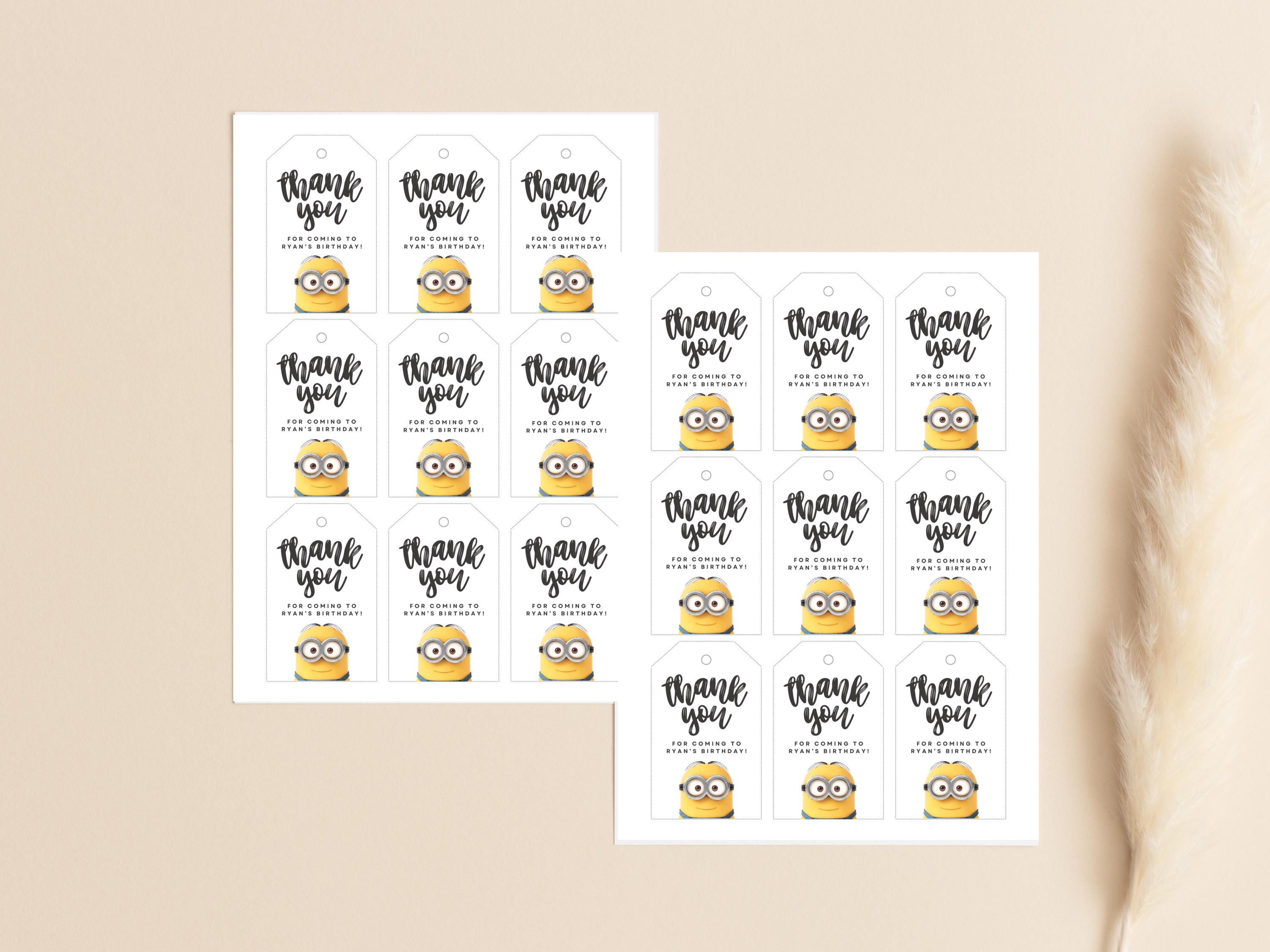 Minion Birthday Party Favor Tags~editable - Etsy