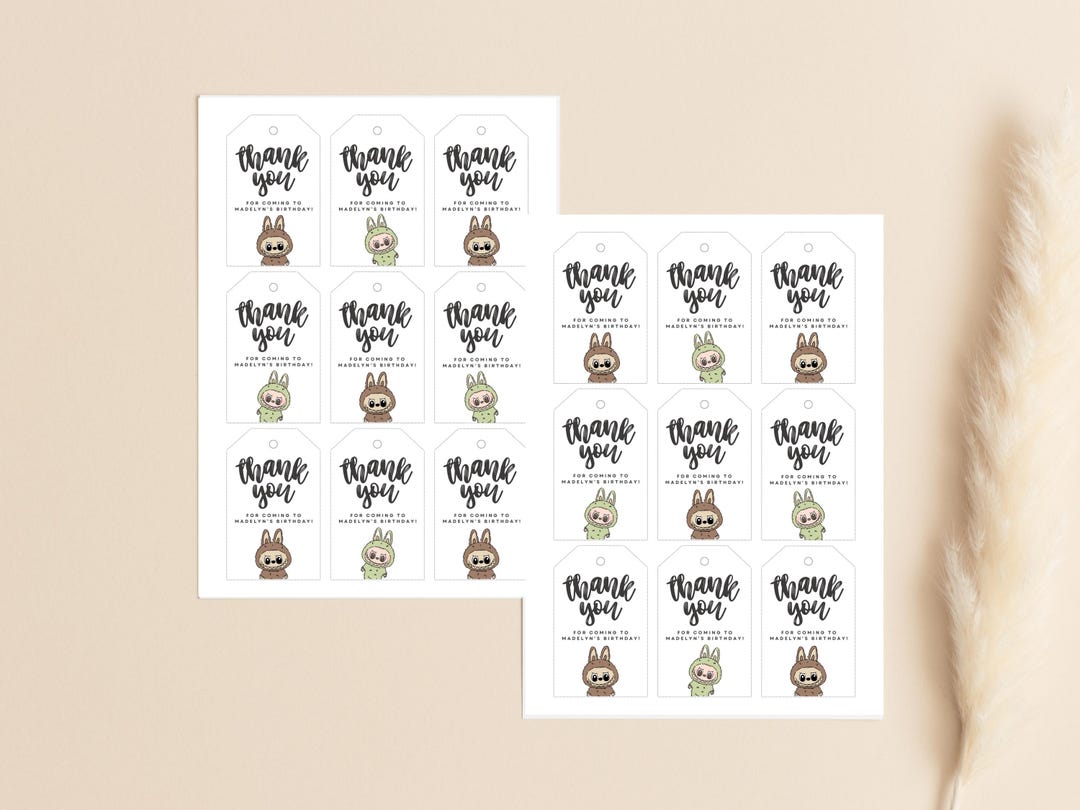 Labubu Birthday Party Favor Tags~editable - Etsy