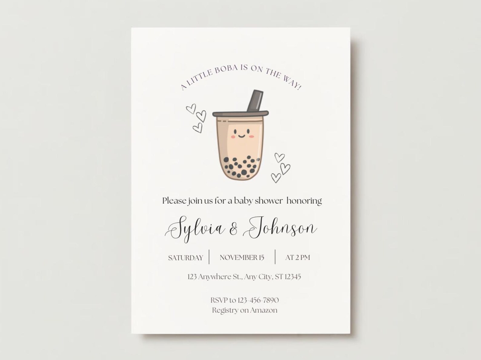 Boba Theme Baby Shower Invitation~editable - Etsy
