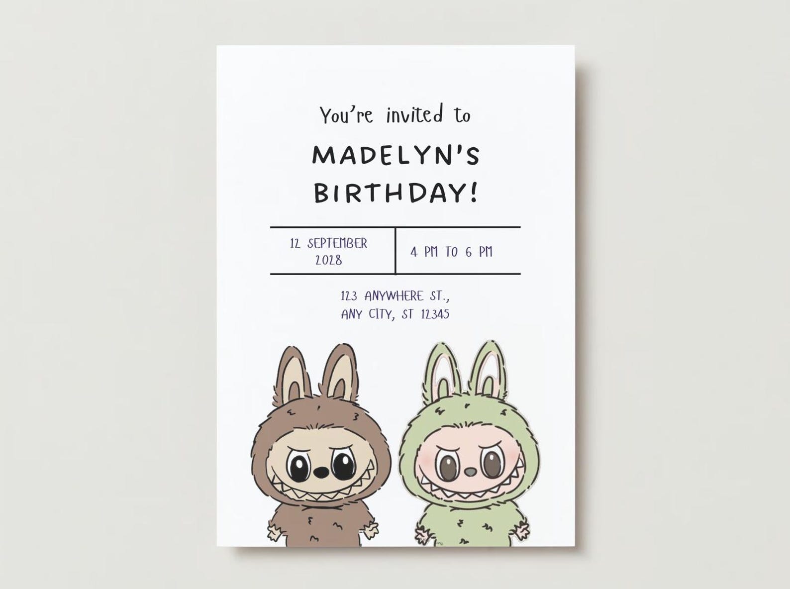 Labubu Birthday Invitation~editable - Etsy