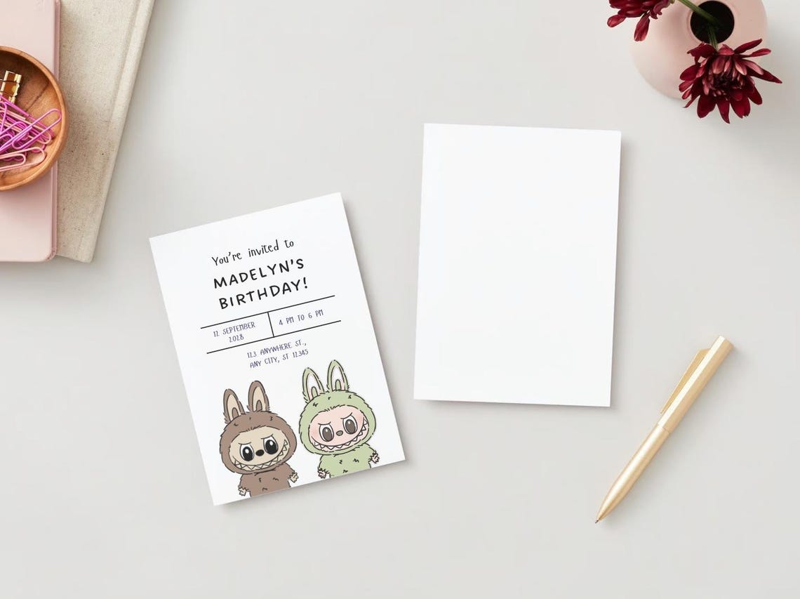 Labubu Birthday Invitation~editable - Etsy