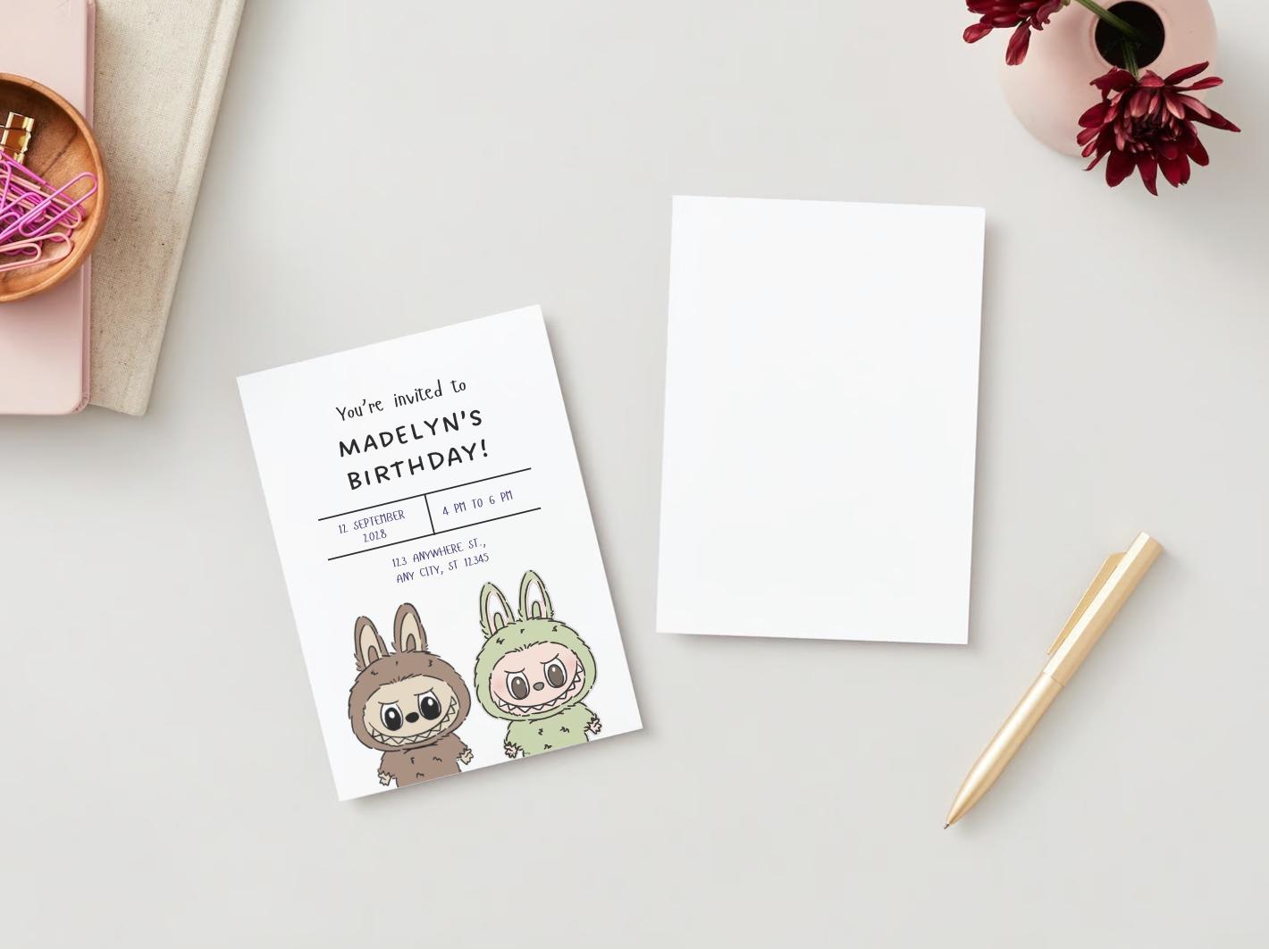 Labubu Birthday Invitation~editable - Etsy