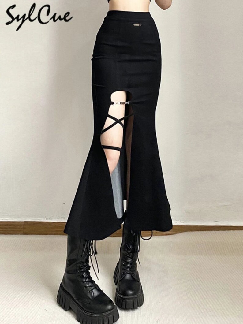 Black Wednesday Style Skirt .gothic Skirt .women's Flared - Etsy