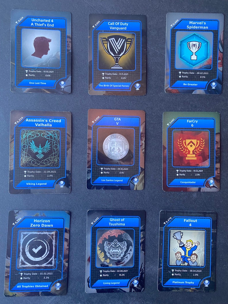 Playstation Platinum Trophy Cards | Etsy