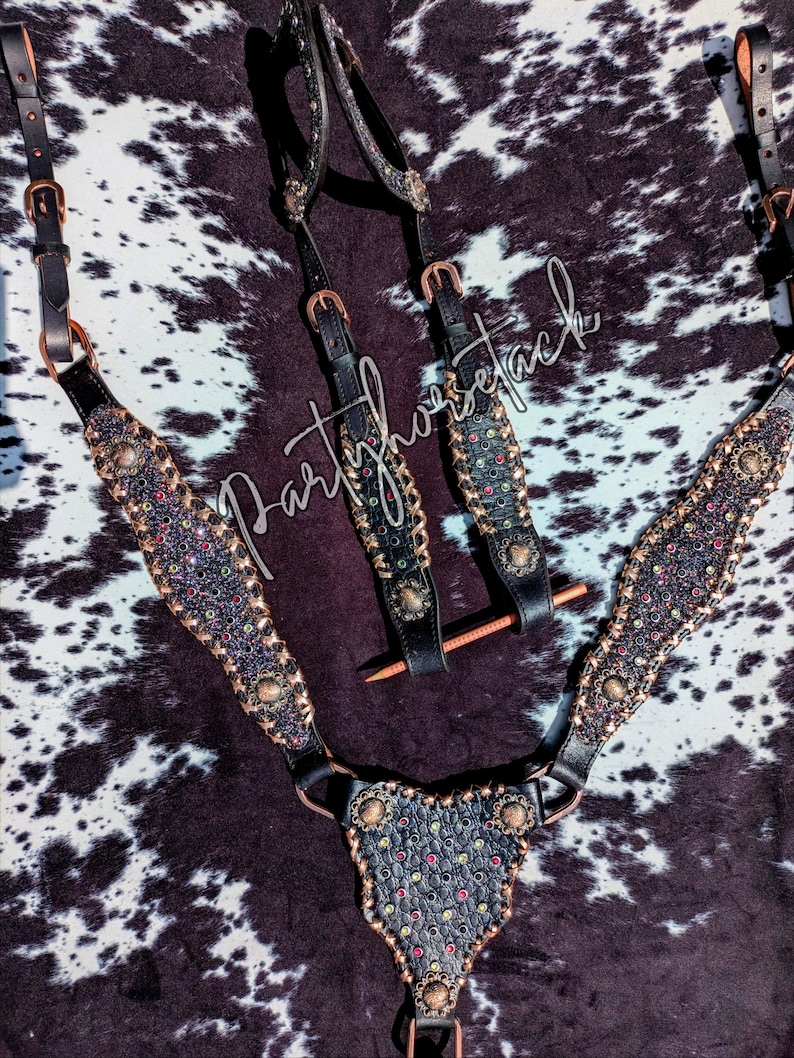 Gorgeous Black and Gold Rhinestone Gladiator Tack Set- READY to Ship - Etsy