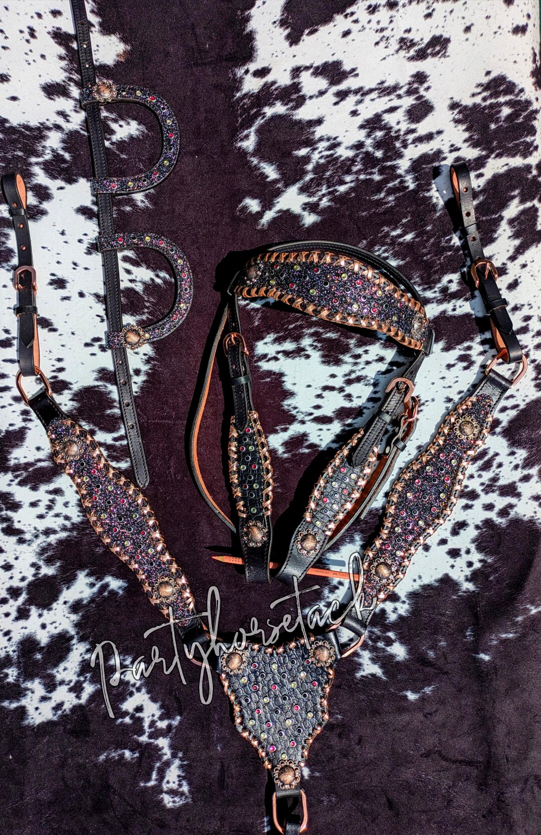 Gorgeous Black and Gold Rhinestone Gladiator Tack Set- READY to Ship - Etsy