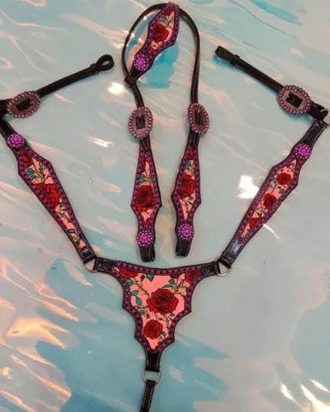 Roses Single Ear Gladiator Tack Set - Etsy