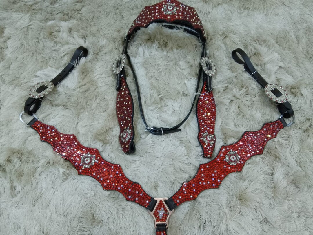 New Ruby Full Bling Headstall Breastcollar Set - Etsy