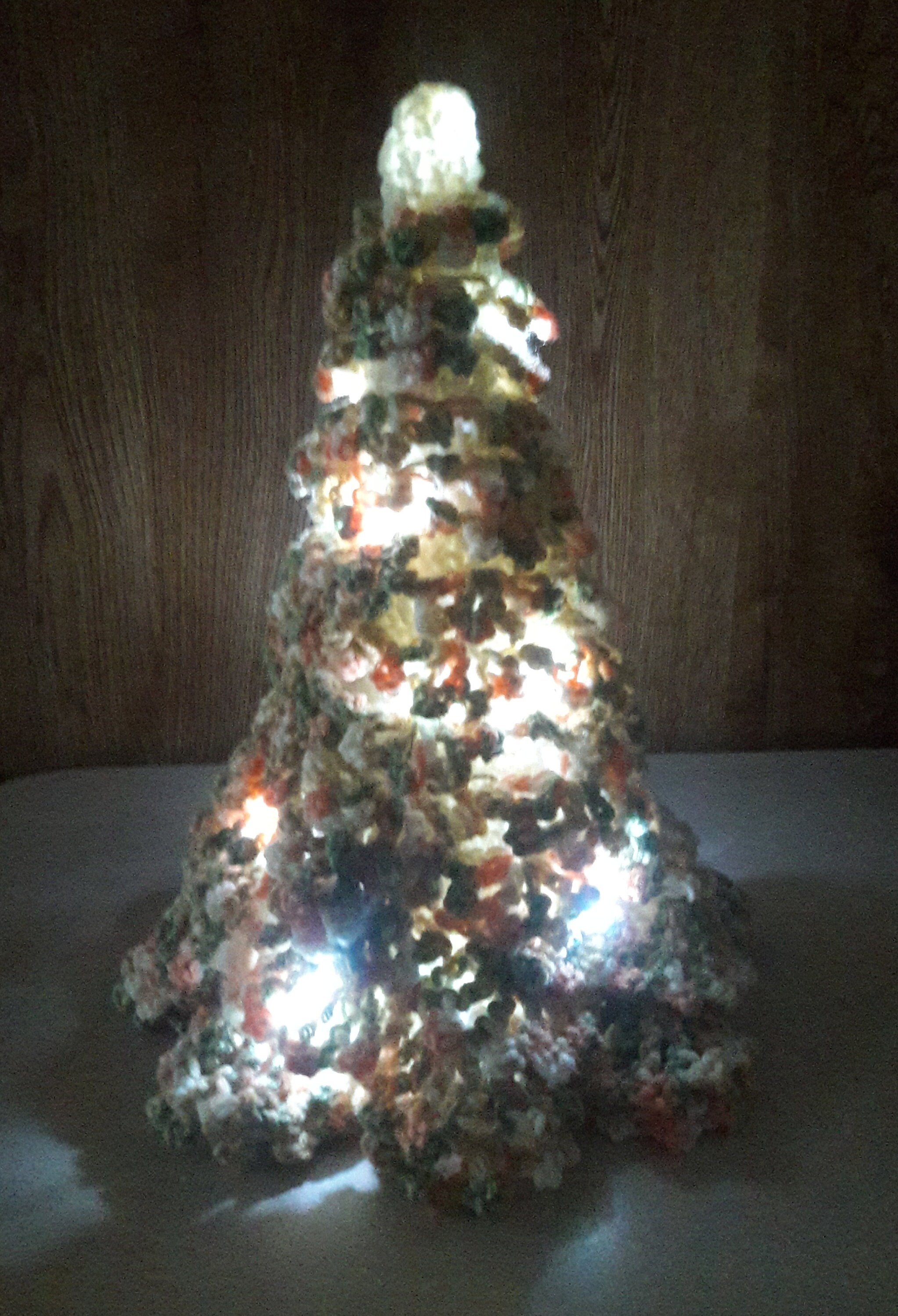 Peaches and Cream Crocheted Tree Accent Light With White LED Lights ...