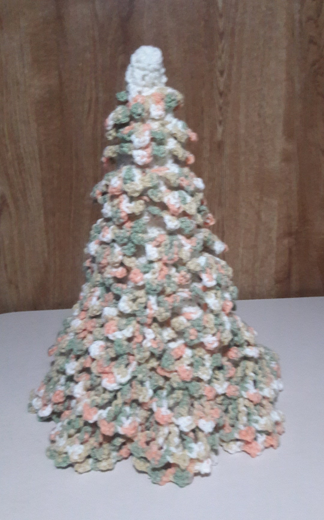 Peaches and Cream Crocheted Tree Accent Light With White LED Lights ...