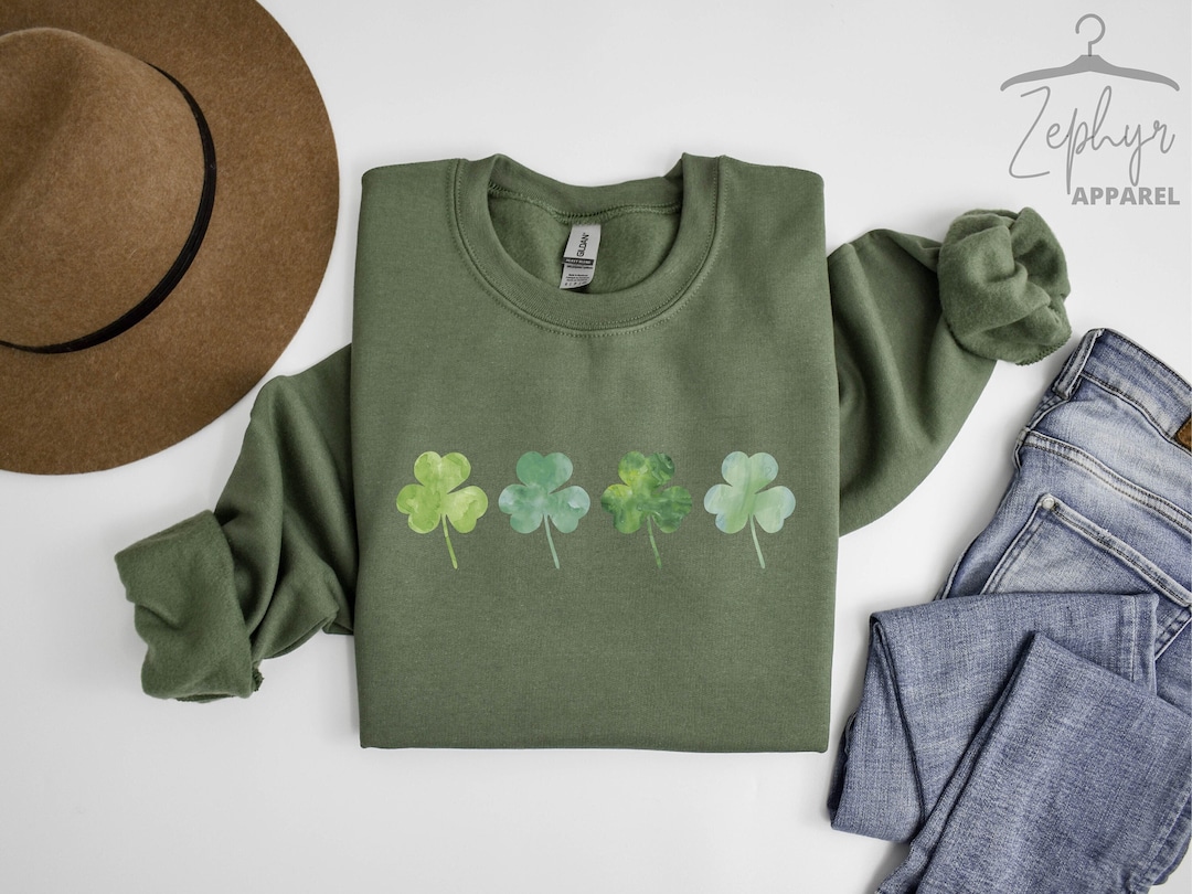 Shamrock Sweatshirt, Lucky Clover Sweatshirt, Lucky Irish Sweatshirt ...