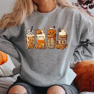 Fall Coffee Sweatshirt, Cute Halloween Fall Sweater, Coffee Lover ...