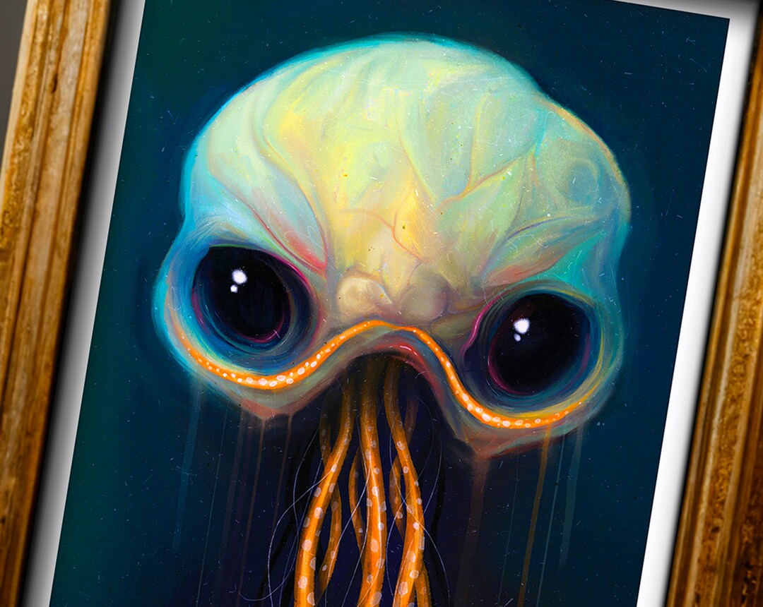 Unusual Squid Alien Print A4 Abstract Art Surreal Monster - Etsy