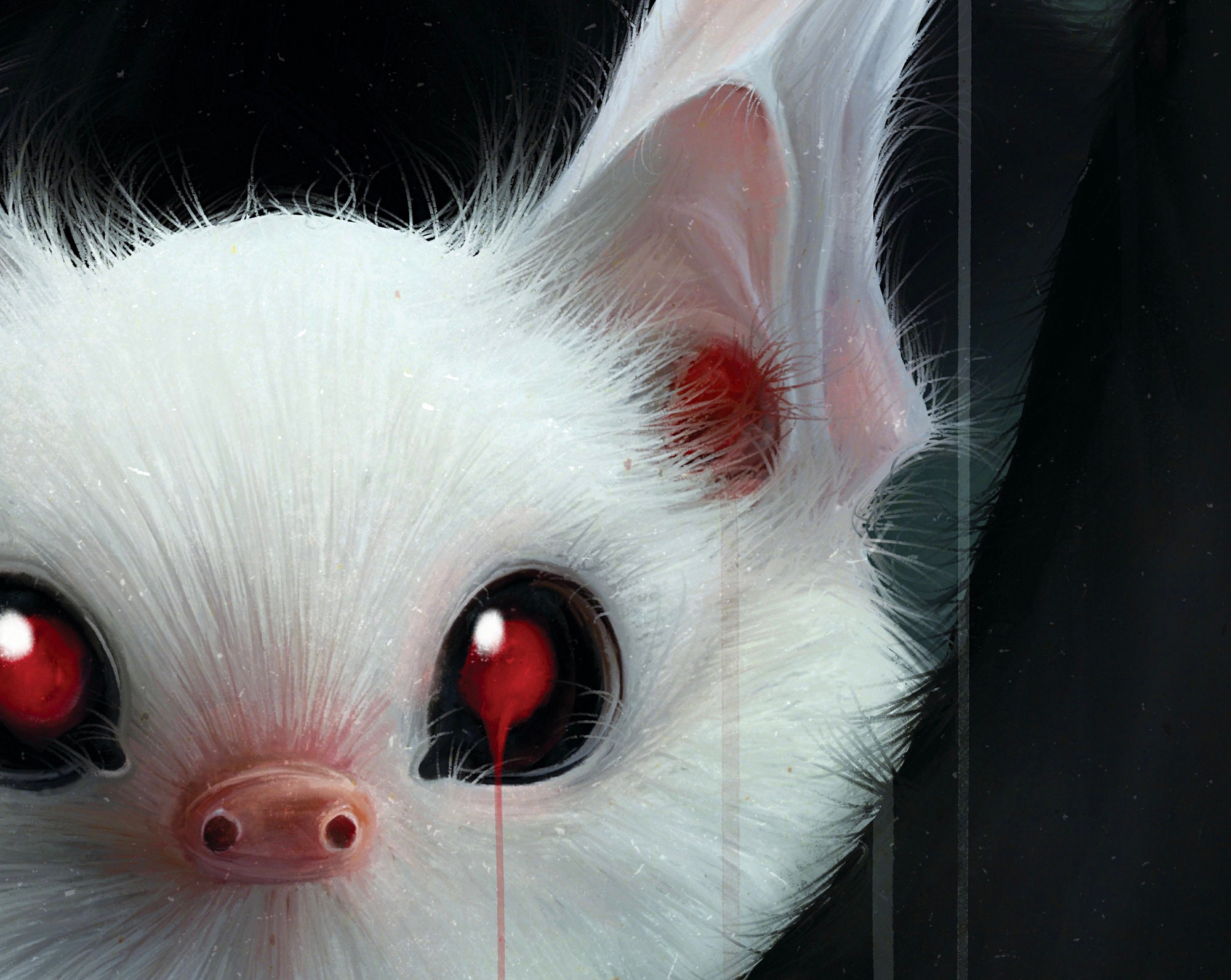 Creepy Cute Bat Artwork Print on A5 Black and White Cuddling - Etsy