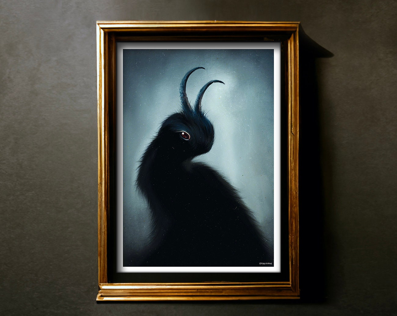 Ususual Horned Goat Creature Artwork Print on A4 Fantasy Animal With ...