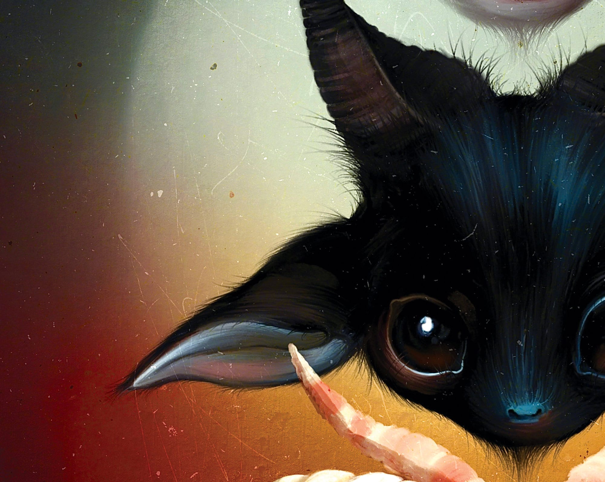 Cute Baby Baphomet Artwork Print on A5 - Black, White and Red Goat ...