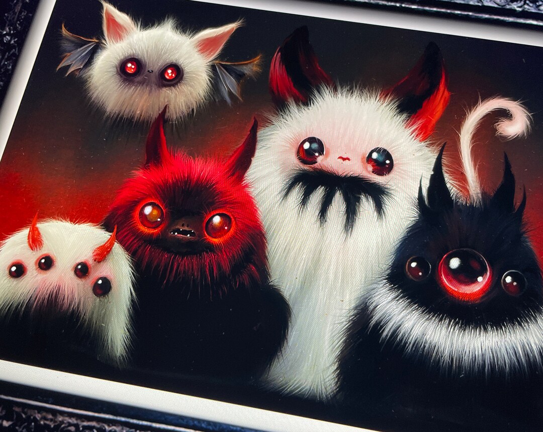Creepy Cute Devil Family Artwork Print on A4 Surreal Furry - Etsy