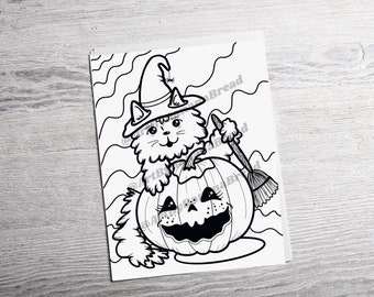 Kawaii Cute Puppy Witch Halloween Printable Coloring Page - Etsy