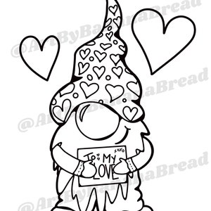 Valentine's Day Gnome Coloring Page Instant Download SVG, PDF and PNG ...