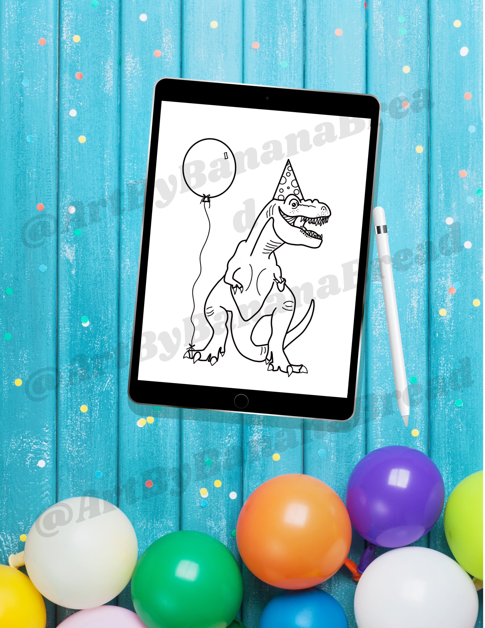 Dinosaur Birthday T-rex Printable Coloring Page Instant Digital ...